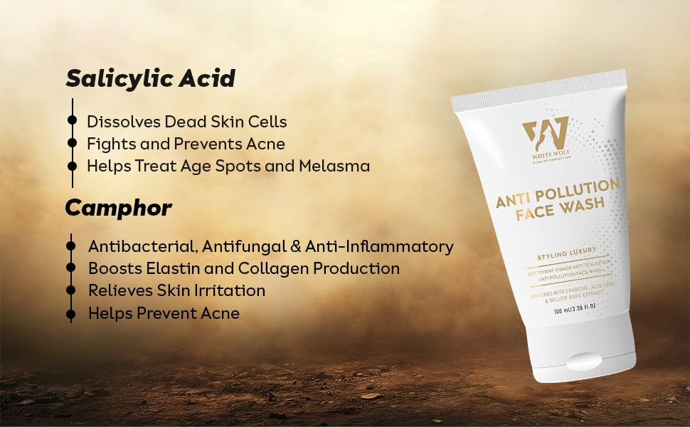 Anti Pollution Face Wash: Salicylic Acid, Camphor & Vitamin E - 100ml ...
